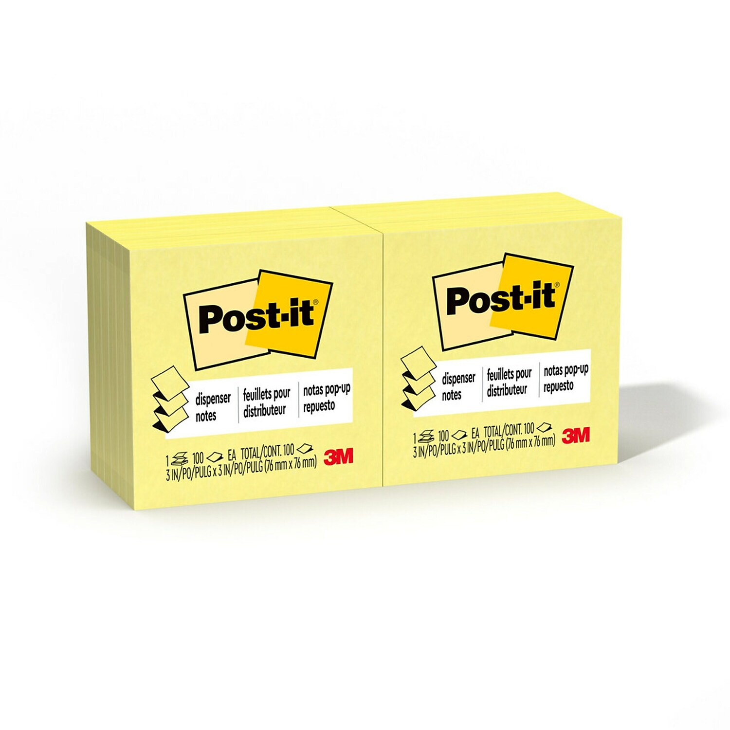 Post-it®, MMMR330YWPK, Notes Yellow Original Pop-up Refills, 12 / Pack ...