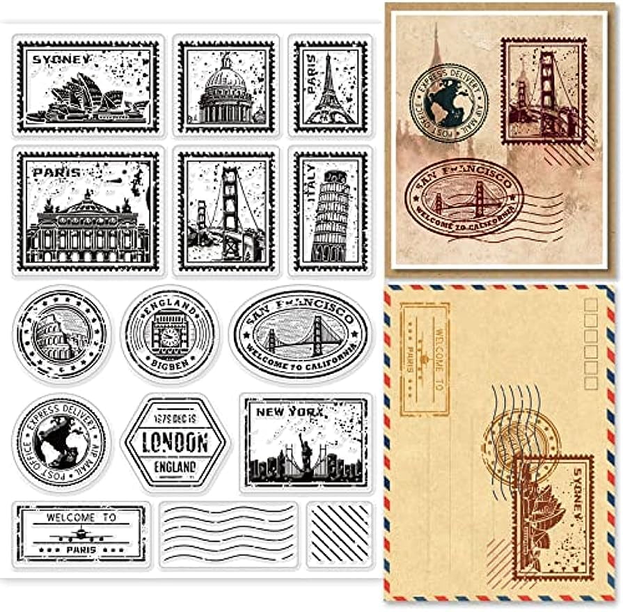 Postage Clear Stamps for Card Making, Postmark Clear Rubber Stamps ...