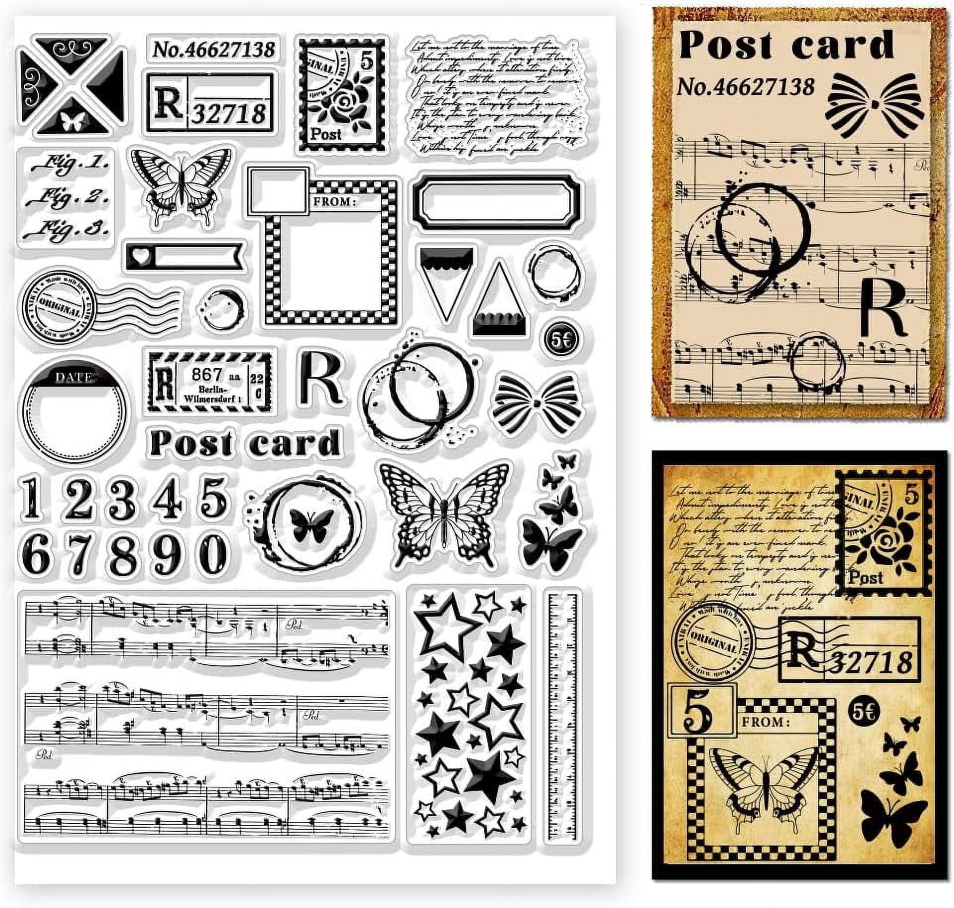 Postage Clear Stamps Variety Patterns Vintage Text Silicone Stamp ...