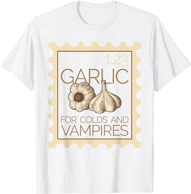Postage Stamp for Colds and Vampires with Garlic T-Shirt - Walmart.com