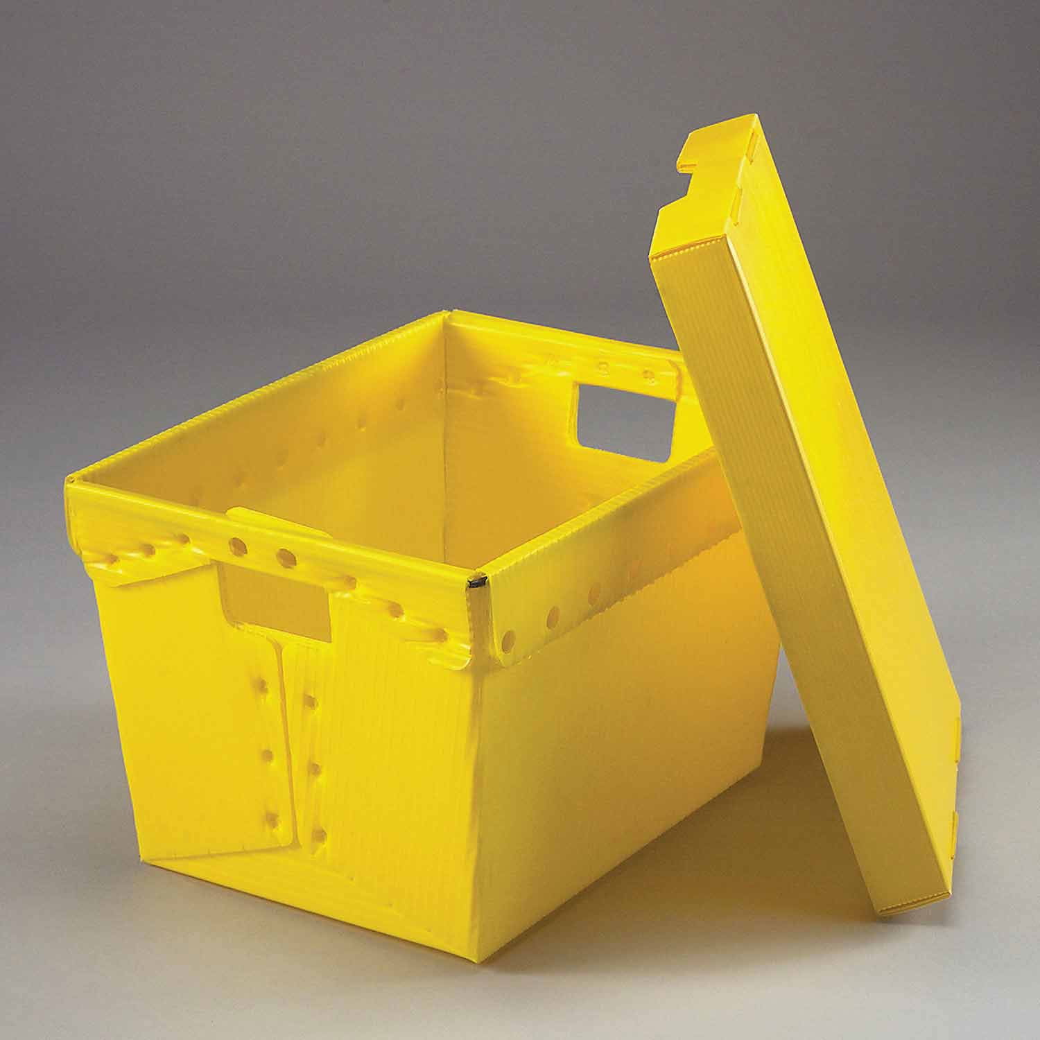 Postal Mail Tote With Lid, Corrugated Plastic, Yellow, 18-1/2x13-1/4x12 ...