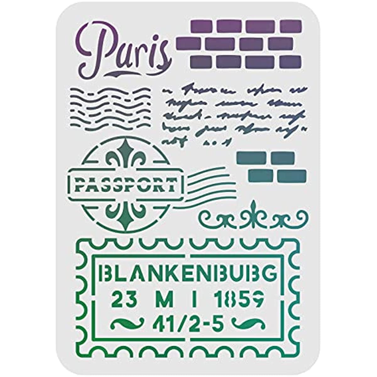 Postal Stencils Decoration Template Plastic Paris Passport Words ...