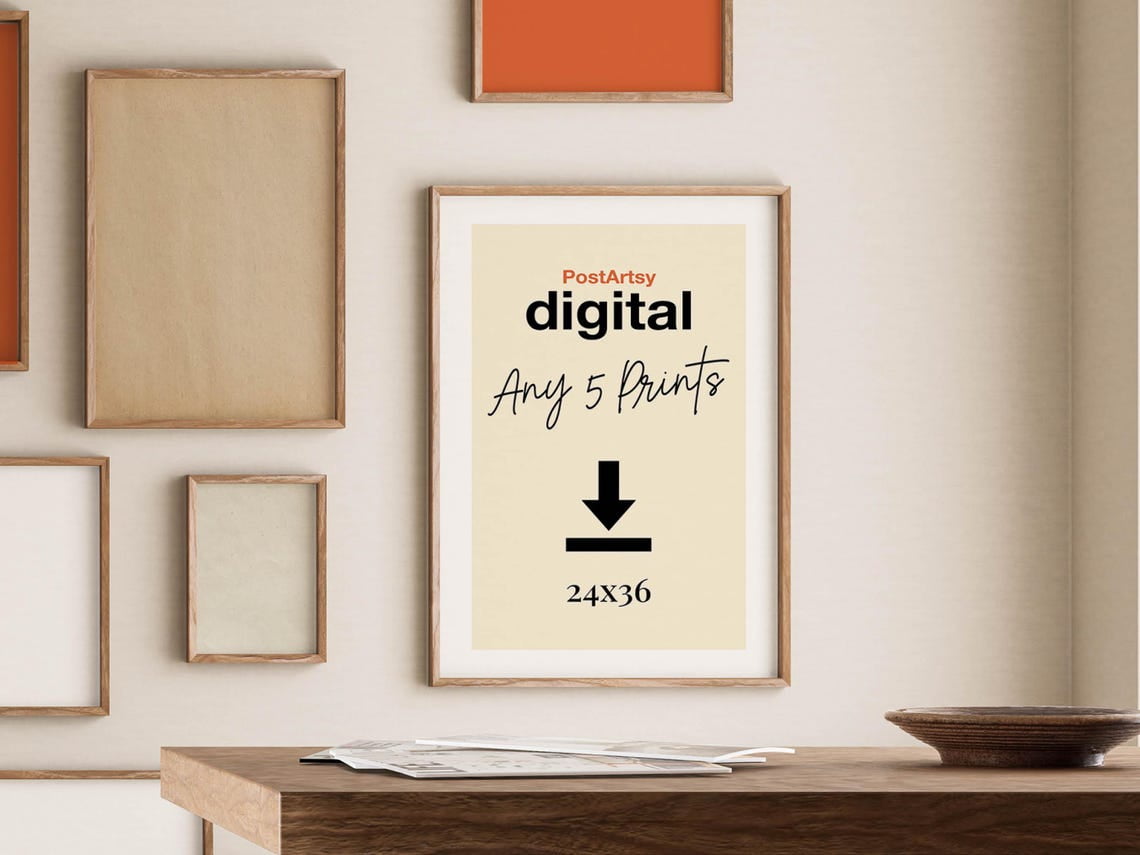 Postartsy Any 5 Prints From Our Shop 24X36 Size Digital Art Files ...