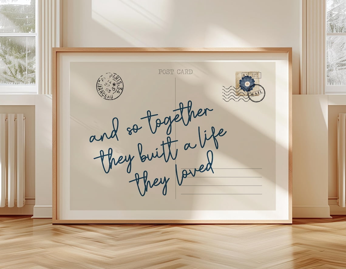 Postcard Art Trendy Horizontal Wall Love Sign Romantic Poster Navy ...