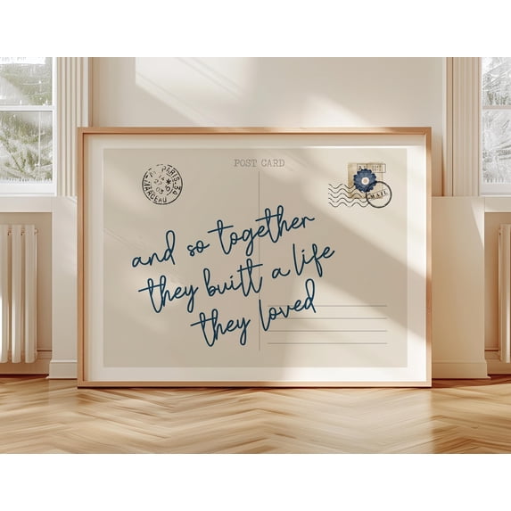 Postcard Art Trendy Horizontal Wall Love Sign Romantic Poster Navy ...