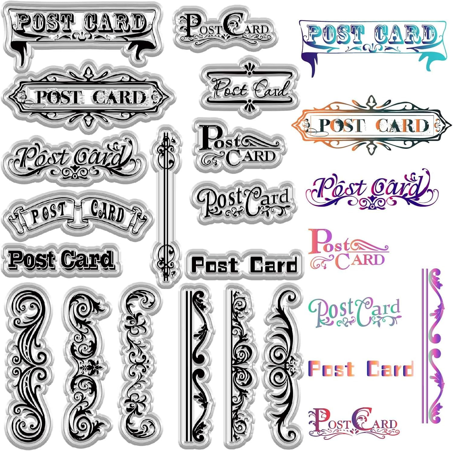 Postcard Clear Rubber Stamps Words Transparent Silicone Seal Vintage ...