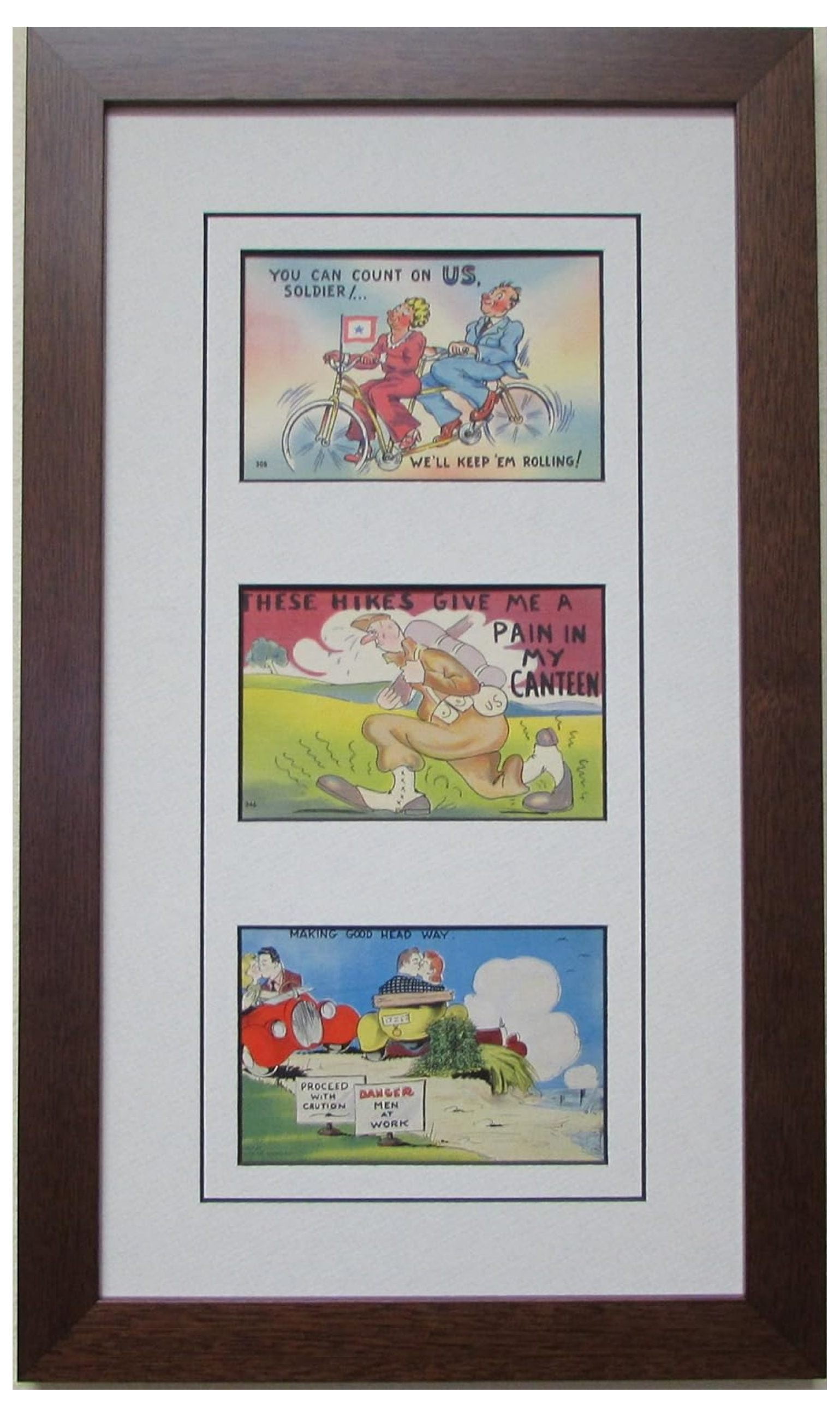 Postcard Frame for Three (3) 3.5” x 5.5” Postcards with White (Black ...