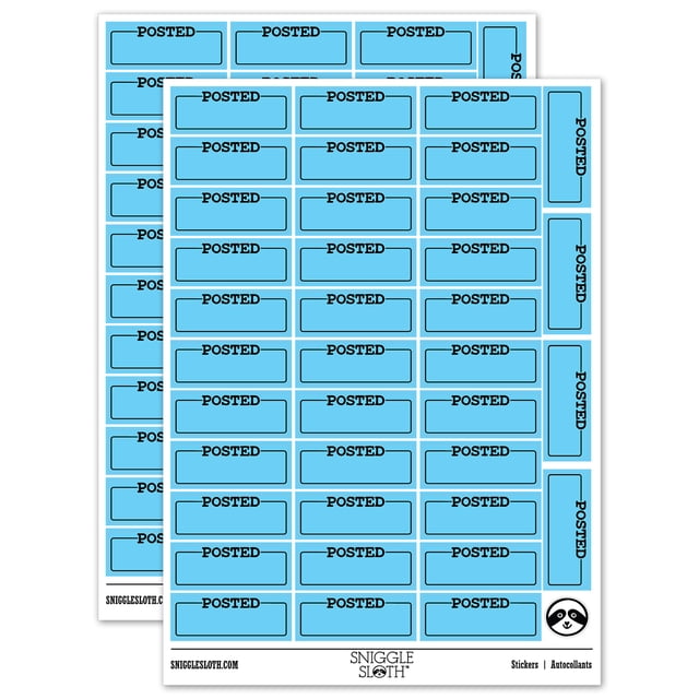 Posted Blank Box for Date Signature Bank Check Sticker Set - Light Blue ...