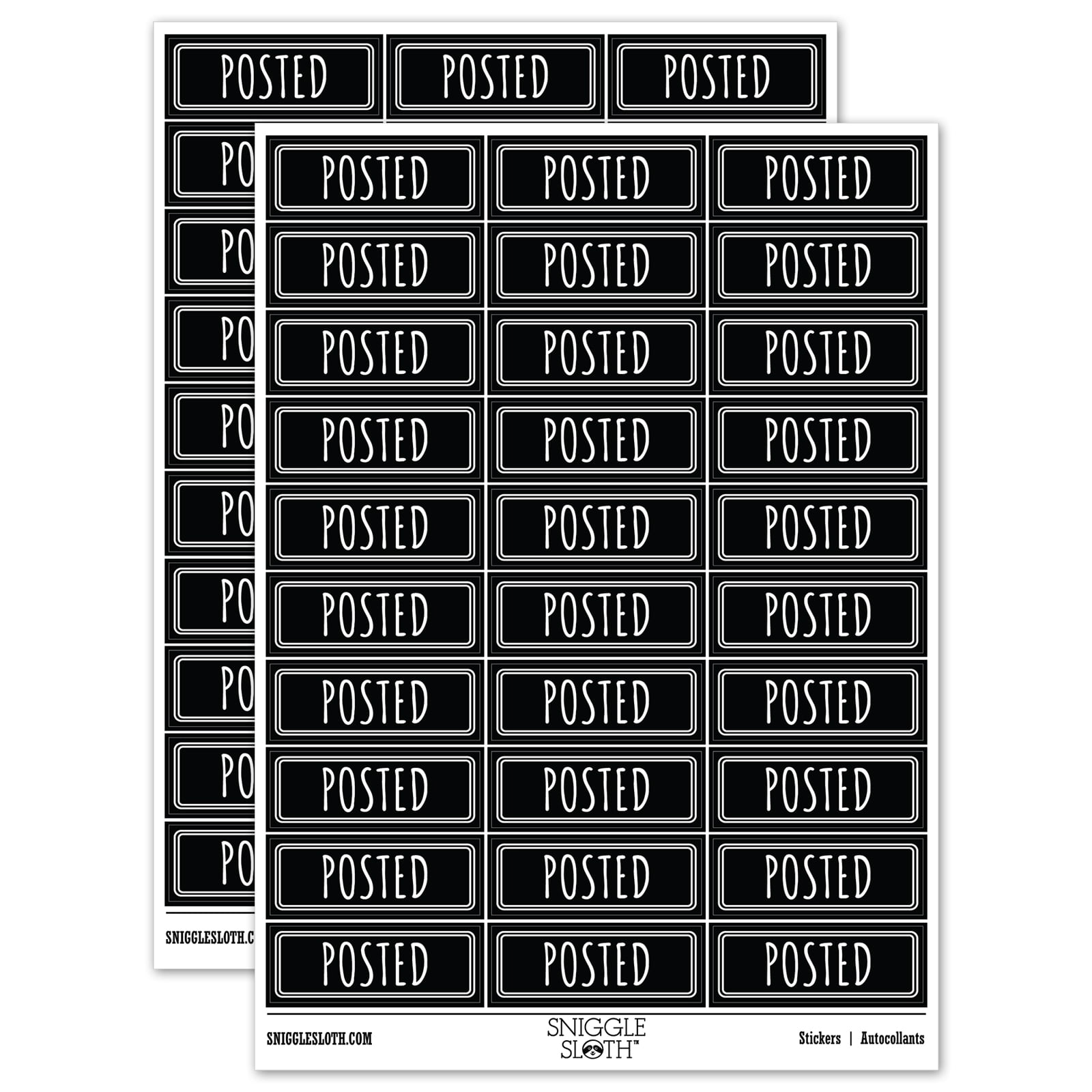 Posted Double Line Border Bank Check Sticker Set - Black - Matte Finish ...