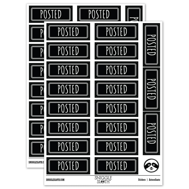 Posted Double Line Border Bank Check Sticker Set - Black - Matte Finish ...