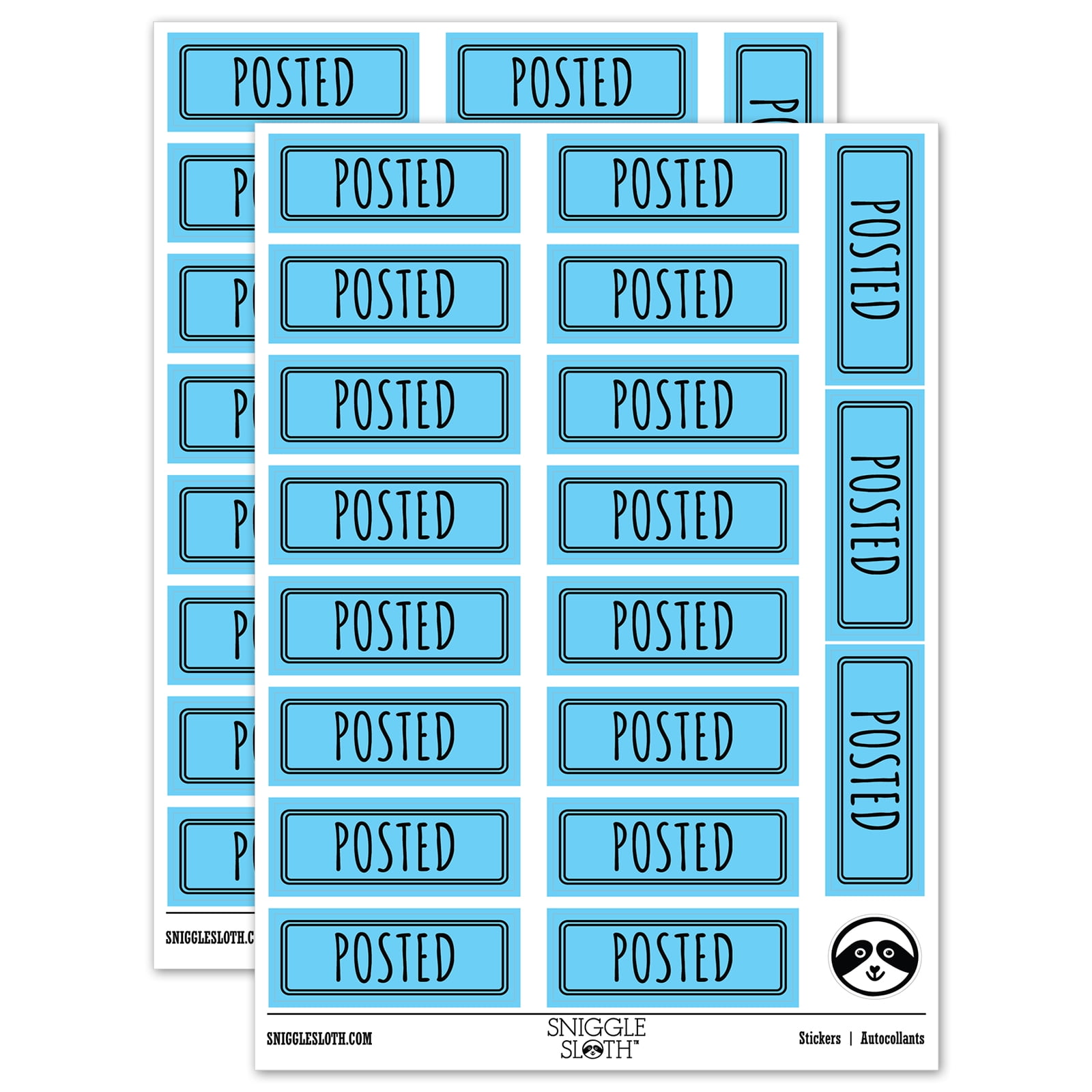 Posted Double Line Border Bank Check Sticker Set - Light Blue - Gloss ...
