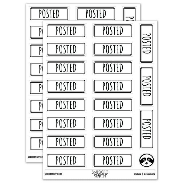 Posted Double Line Border Bank Check Sticker Set - White - Gloss Finish ...