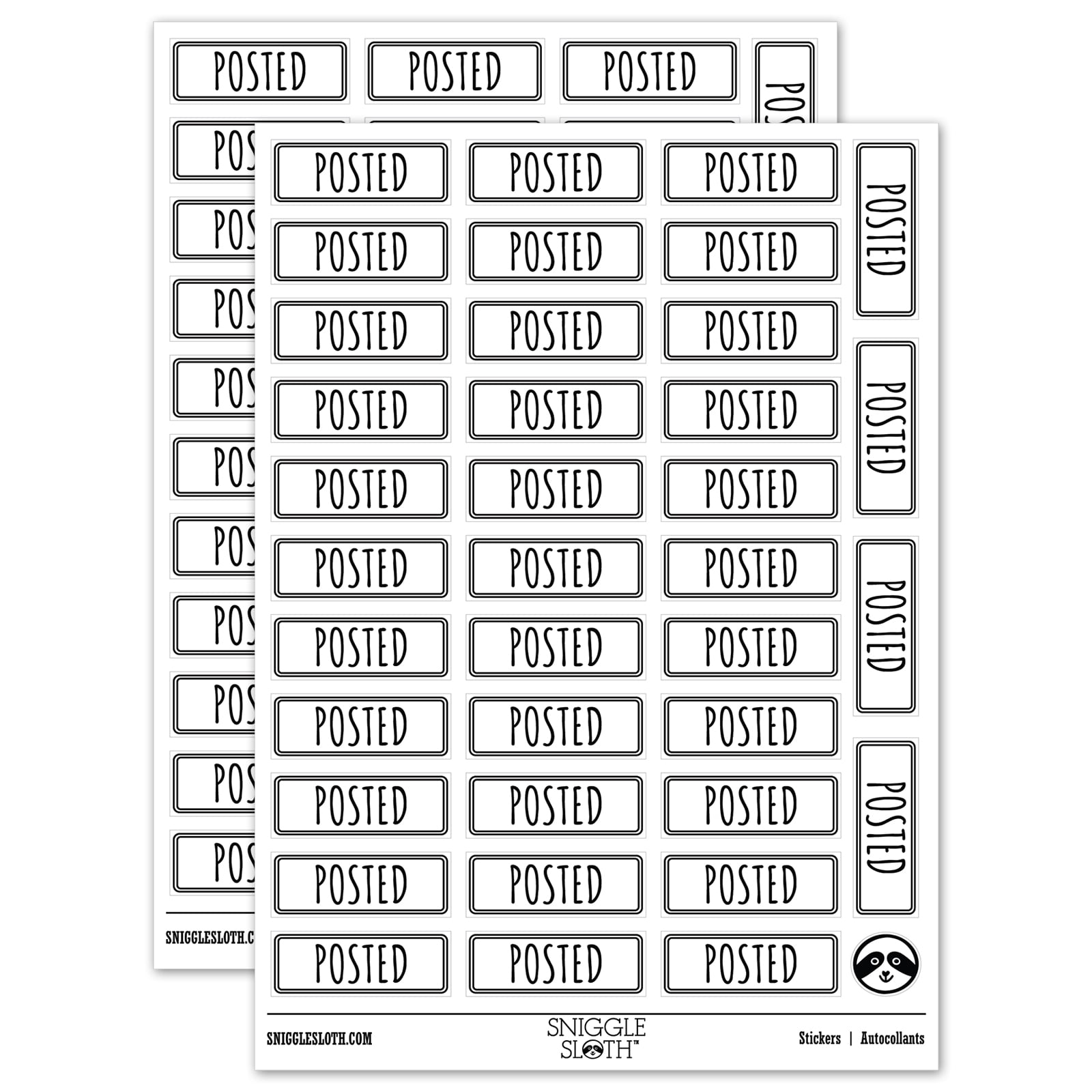 Posted Double Line Border Bank Check Sticker Set - White - Matte Finish ...