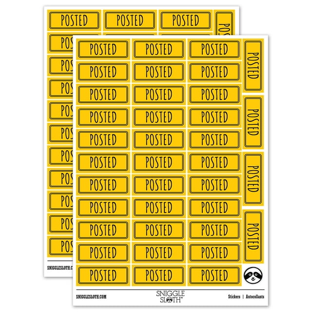 Posted Double Line Border Bank Check Sticker Set - Yellow - Gloss ...