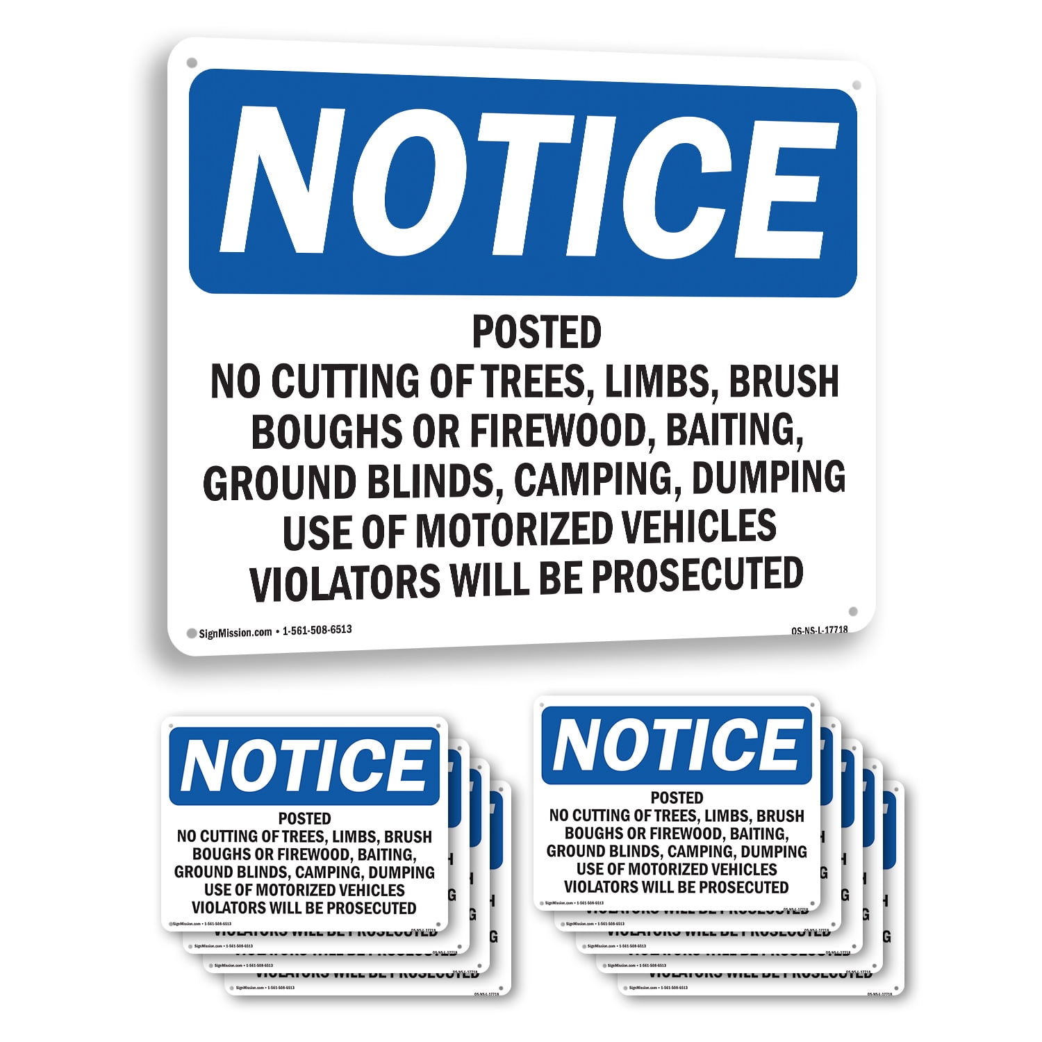 Posted No Cutting Of Trees Limbs Brush OSHA Notice Aluminum Sign 14 ...