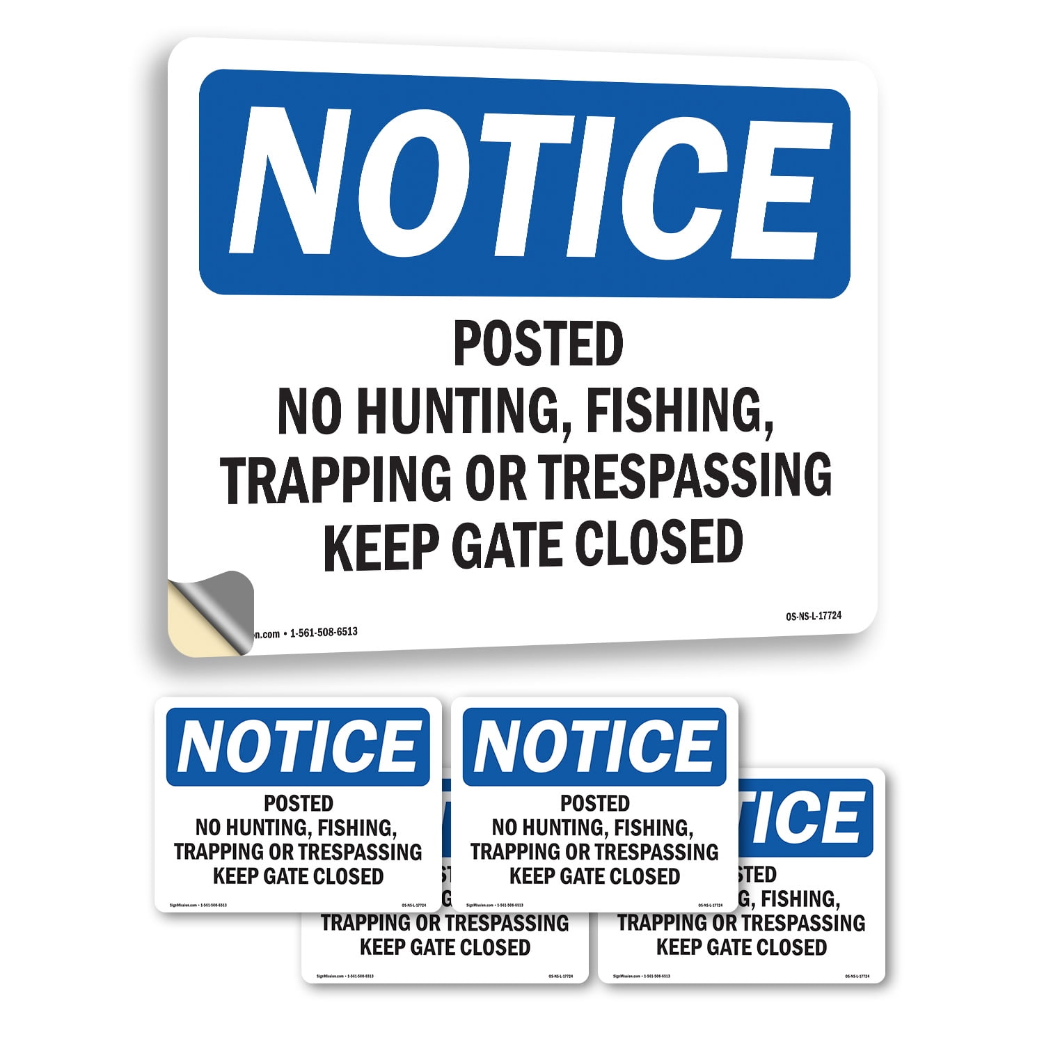 Posted No Hunting Fishing Trapping Or OSHA Notice Vinyl Decal Label 18 ...