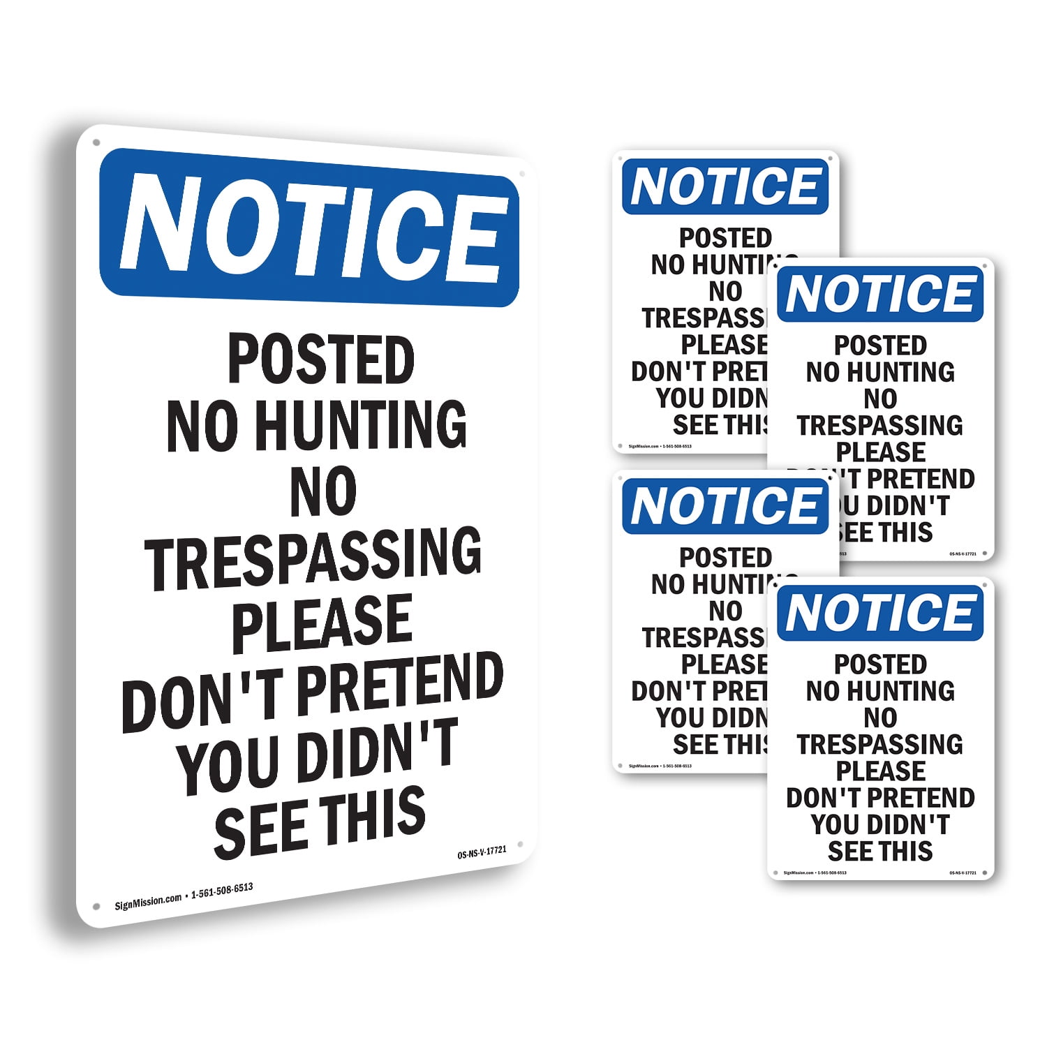 Posted No Hunting No Trespassing OSHA Notice Aluminum Sign 10 Inch x 7 ...