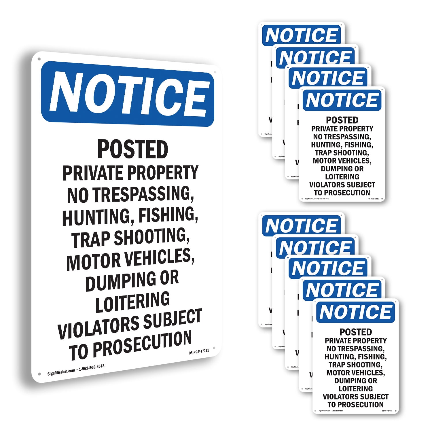 Posted Private Property No Trespassing OSHA Notice Rigid Plastic Sign ...