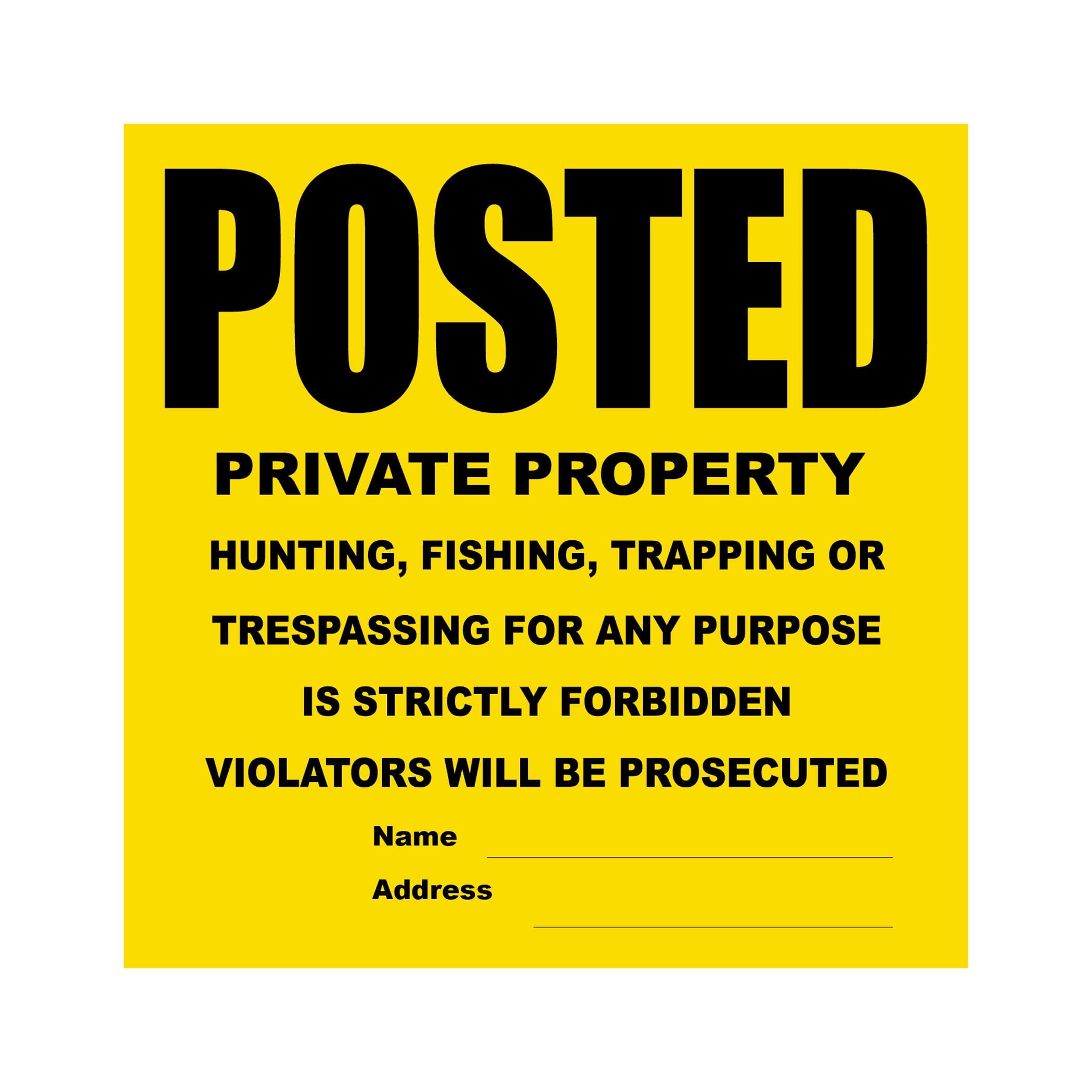 10 Tyvek WristCo Yellow Private Property signs | Weather-Proof Designs ...
