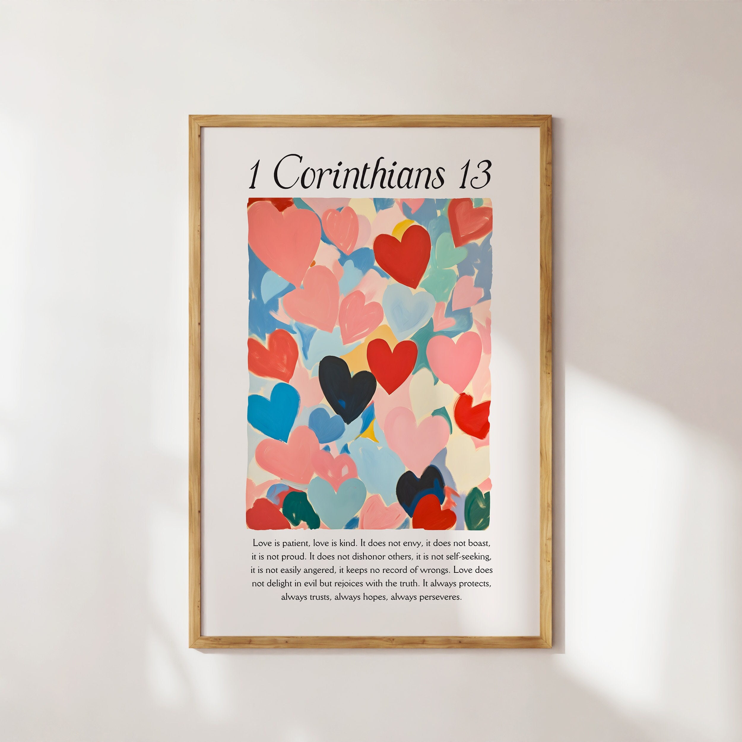 Poster 1 Corinthians 13 Valentines Day , Christian Wall Art, Red Roses ...