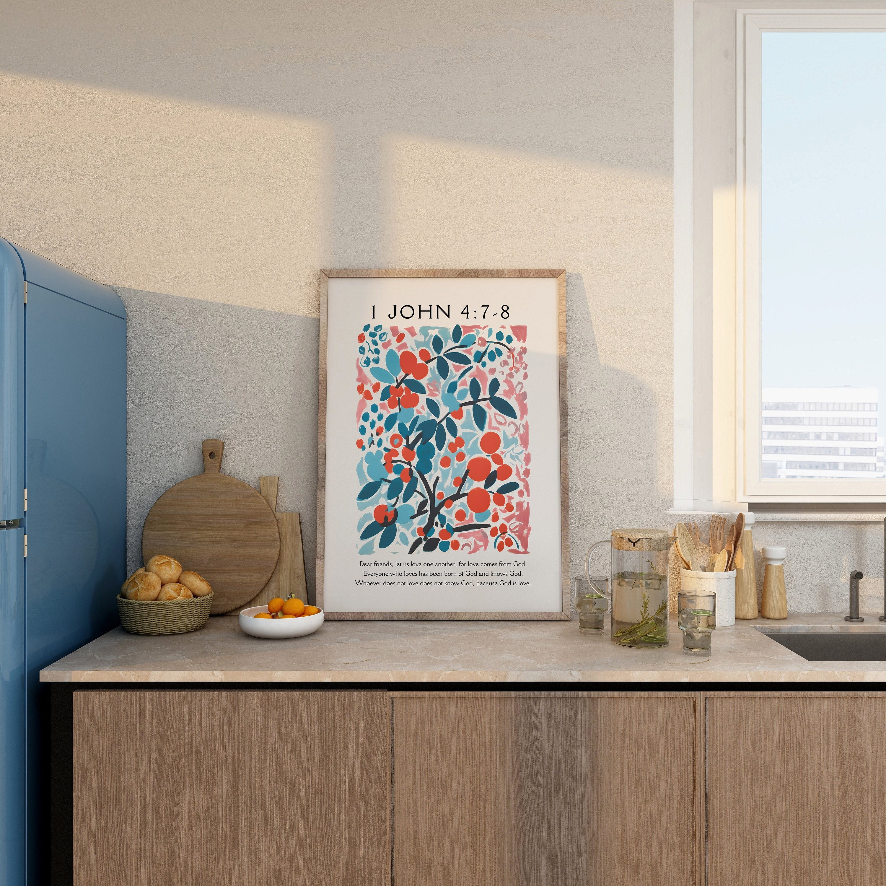 Poster 1 John 4 God Is Love Valentines Day , Christian Wall Art, Red ...