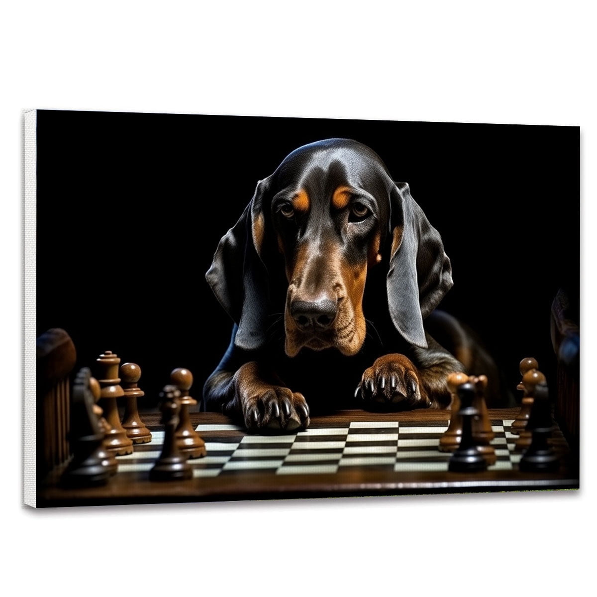 Poster 12x8in Wall Art - Dog Playing Chess Poster - Bloodhound Dog ...