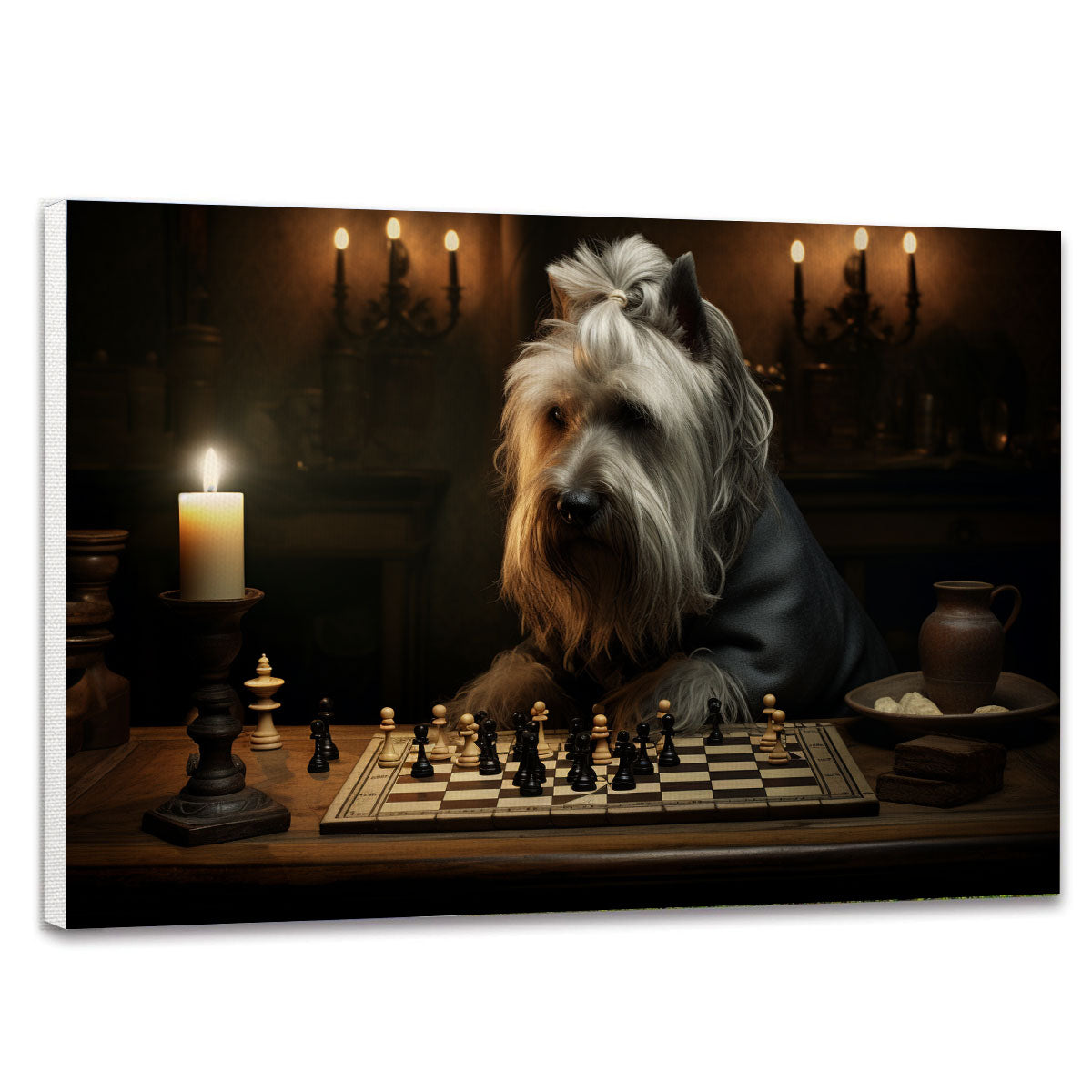Poster 12x8in Wall Art - Dog Playing Chess Poster - Brittany Dog Poster ...