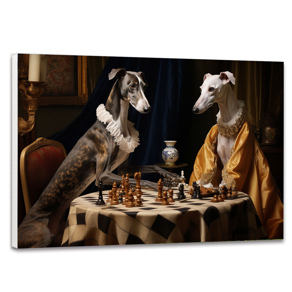 Poster 12x8in Wall Art - Dog Playing Chess Poster - Harrier Dog Poster ...