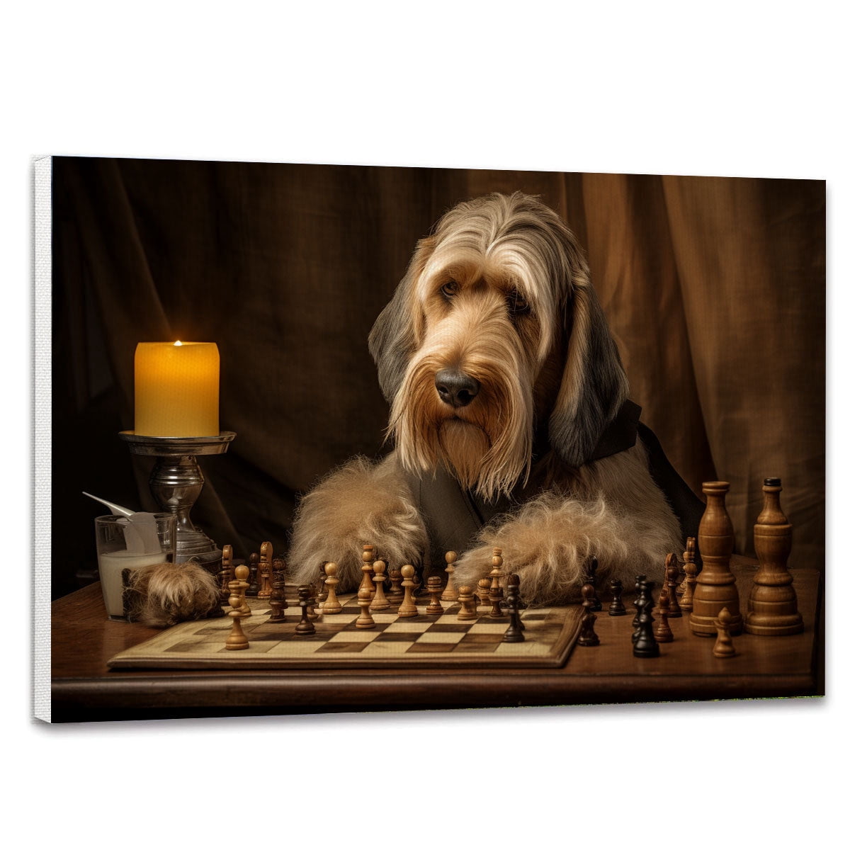 Poster 12x8in Wall Art - Dog Playing Chess Poster - Papillon Dog Poster ...