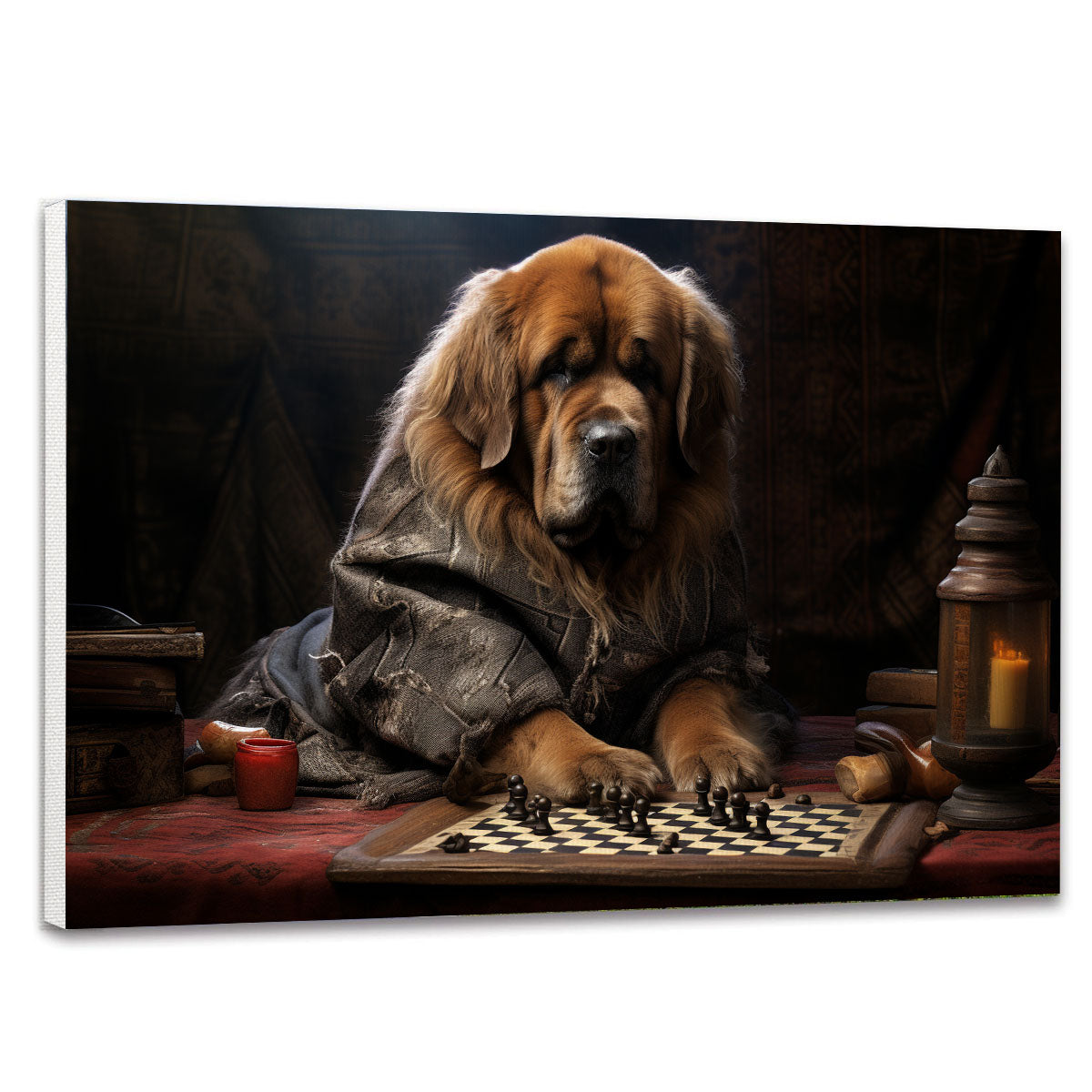 Poster 12x8in Wall Art - Dog Playing Chess Poster - Tibetan Spaniel Dog ...