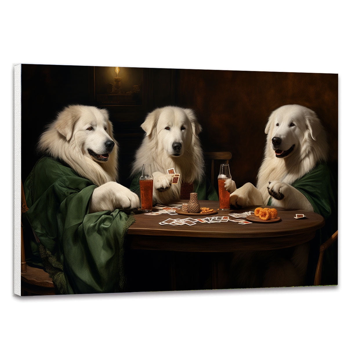 Poster 12x8in Wall Art - Dogs Playing Poker Poster - Great Pyrenees Dog ...
