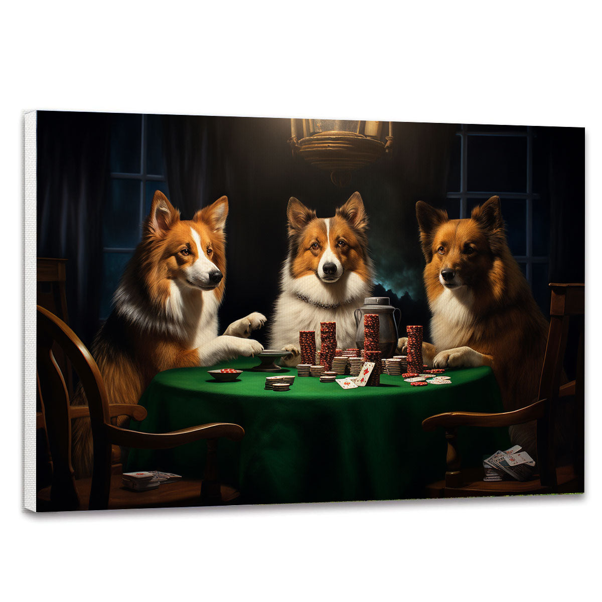 Poster 12x8in Wall Art - Dogs Playing Poker Poster - Icelandic Sheepdog ...