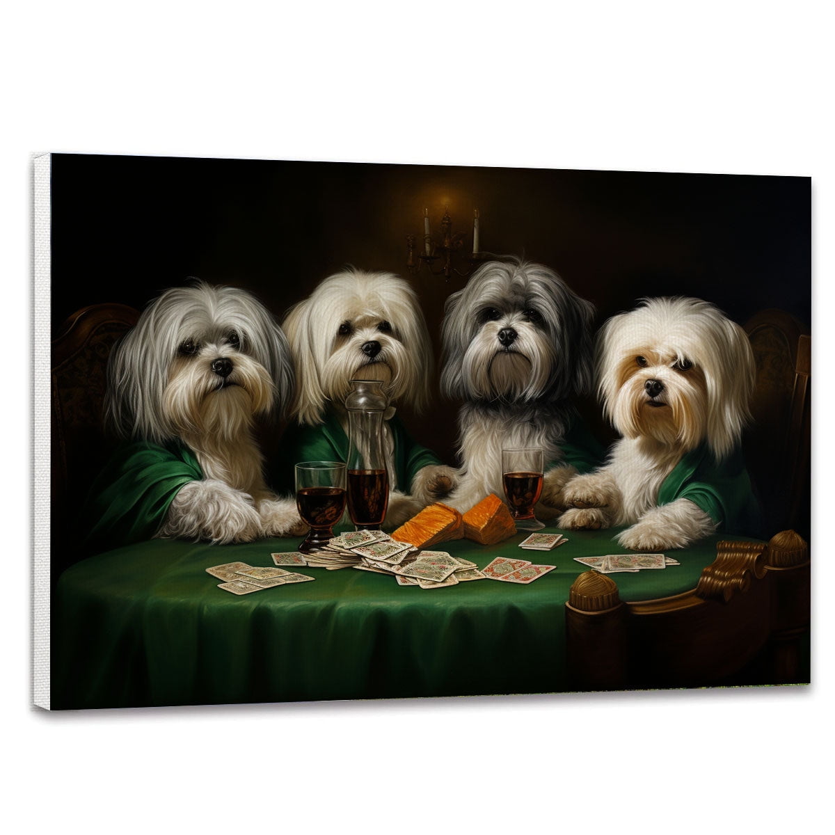 Poster 12x8in Wall Art - Dogs Playing Poker Poster - Lhasa Apso Dog ...