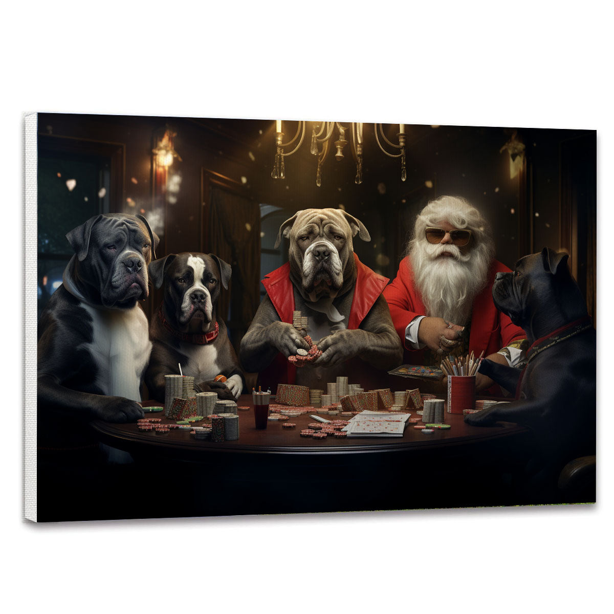 Poster 12x8in Wall Art - Dogs Playing Poker Poster - Mastiff Christmas ...