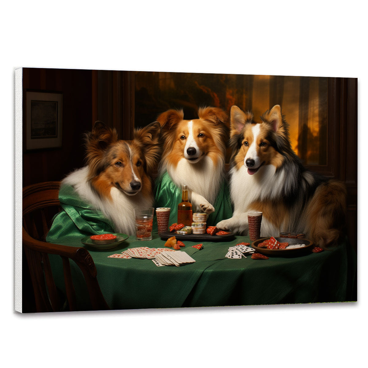Poster 12x8in Wall Art - Dogs Playing Poker Poster - Shetland Sheepdog ...