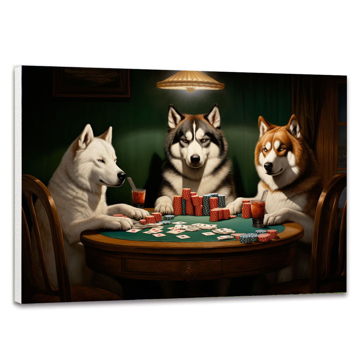 Poster 12x8in Wall Art - Dogs Playing Poker Poster - Siberian Husky Dog ...