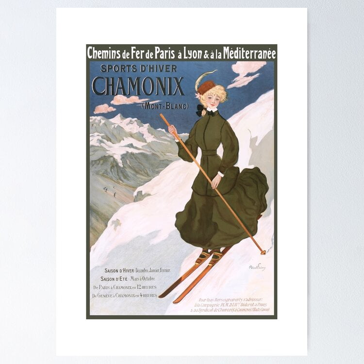 Poster 1905 Chamonix France Winter Sports Travel - Unframed Poster ...