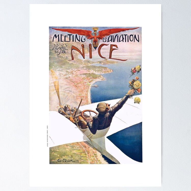 Poster 1910 Meeting D'Aviation Nice France Advertising - Unframed ...