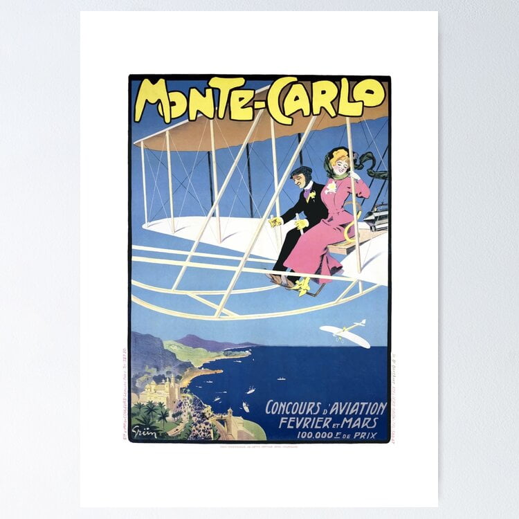Poster 1910 Monte Carlo Aviation Competition Advertising - Unframed ...