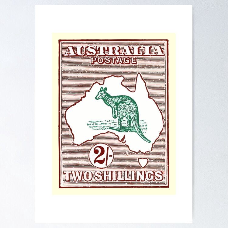 Poster 1915 AUSTRALIA Kangaroo Postage Stamp - Unframed Poster, 12x18 ...