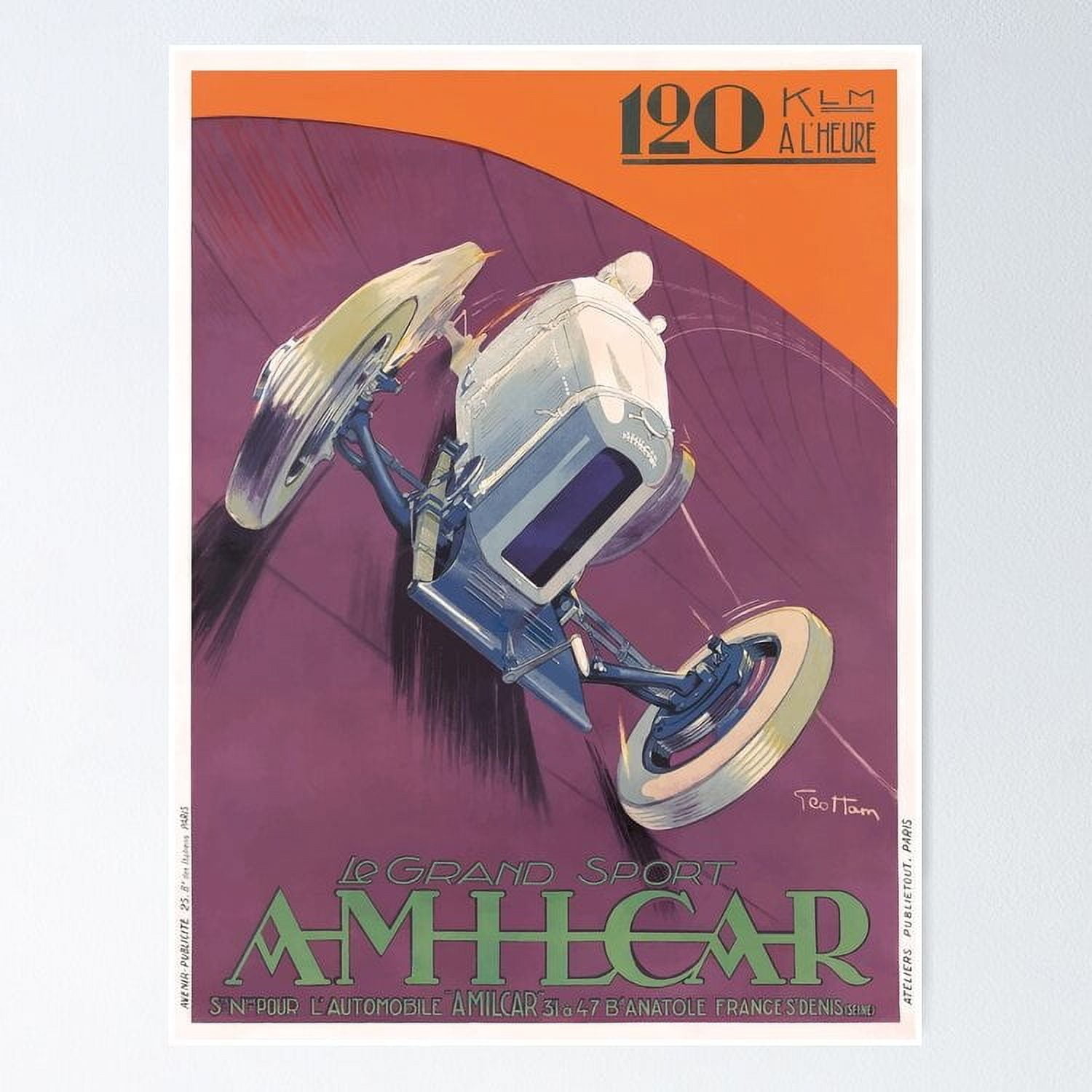 Poster 1924 AMILCAR Le Grand Sport Automobile - Unframed Poster, 24x36 ...