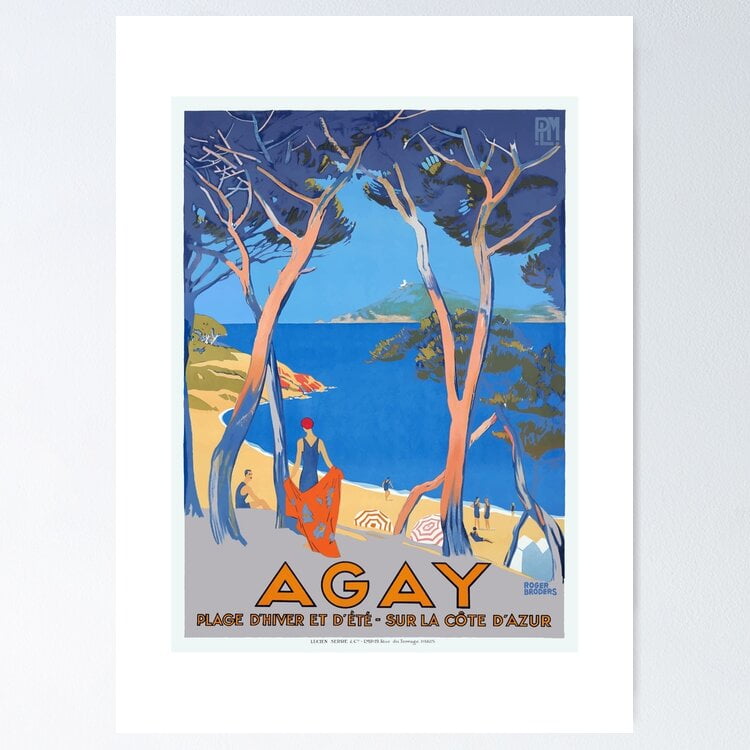 Poster 1928 FRANCE Agay French Riviera PLM Travel - Unframed Poster ...