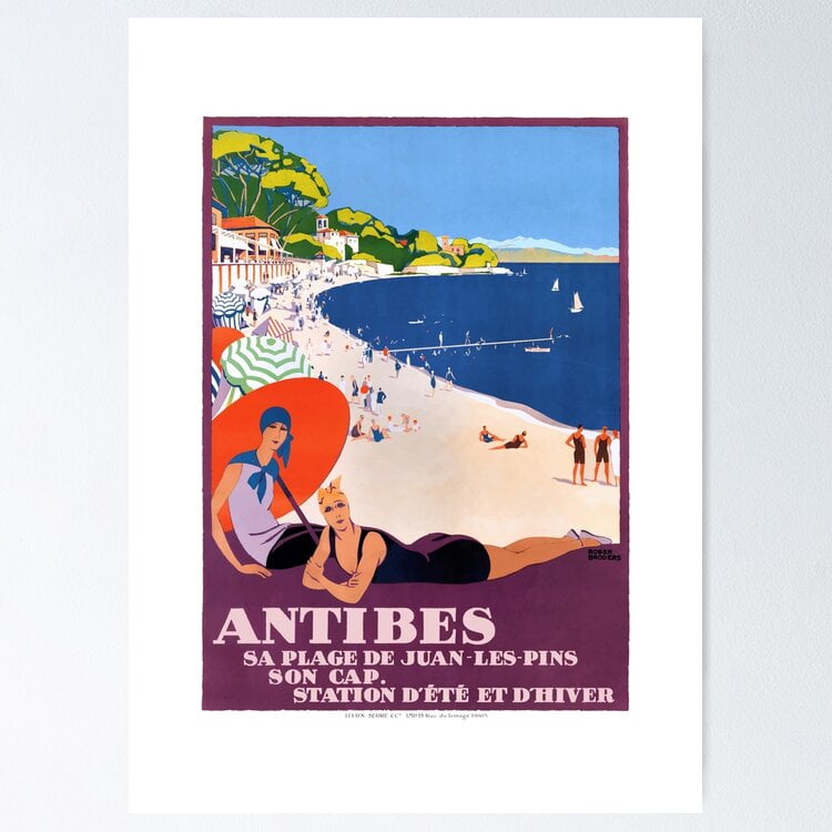 Poster 1928 France ANTIBES French Riviera Travel - Unframed Poster ...