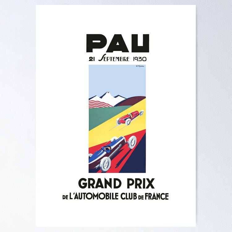 Poster 1930 PAU French Grand Prix Racing - Unframed Poster, 24x36 ...