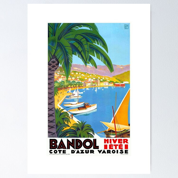 Poster 1932 FRANCE Bandol Cote D'Azur Travel - Unframed Poster, 12x18 ...