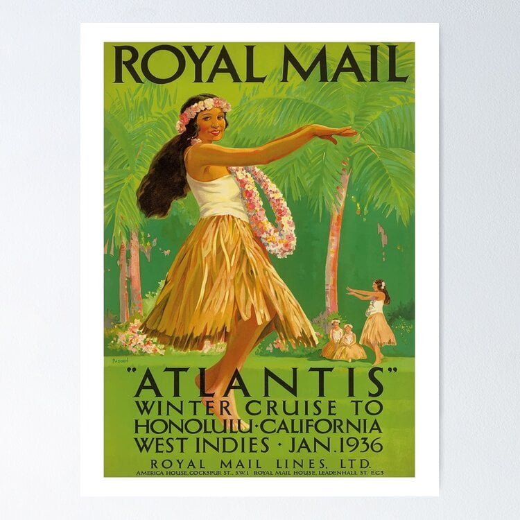 Poster 1936 Royal Mail Lines SS Atlantis Cruise Ship Vintage Travel ...