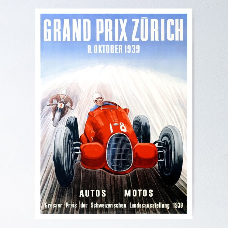 Poster 1939 Zurich Grand Prix Racing - Unframed Poster, 24x36 - Walmart.com