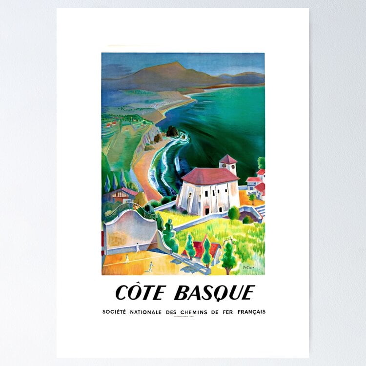Poster 1946 France Cote Basque Railway Travel - Unframed Poster, 24x36 ...