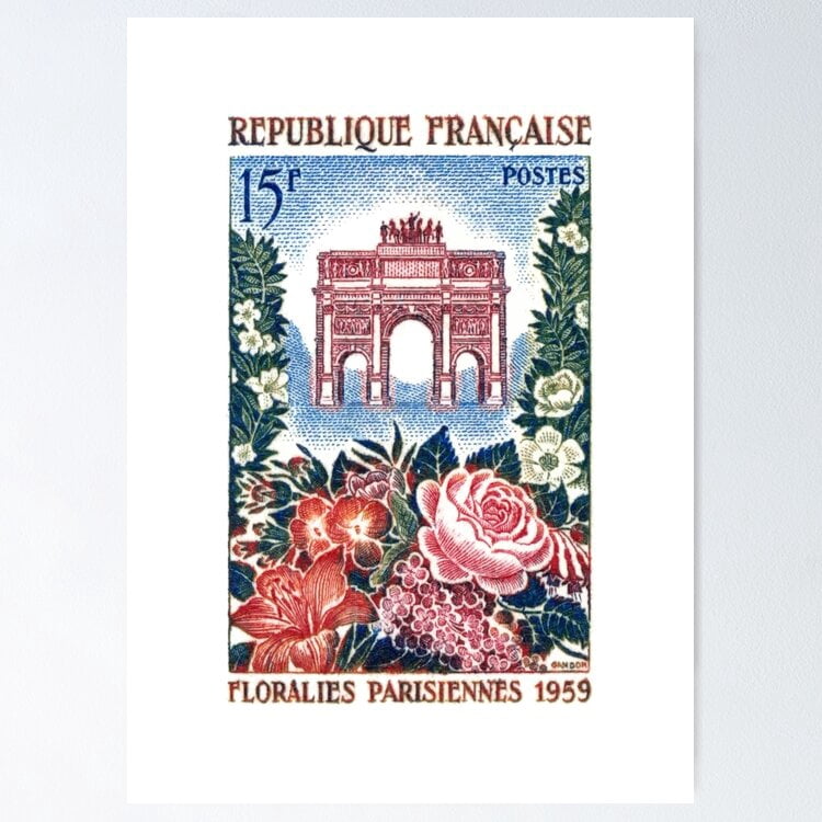 Poster 1959 FRANCE Paris Flower Show Postage Stamp - Unframed Poster ...