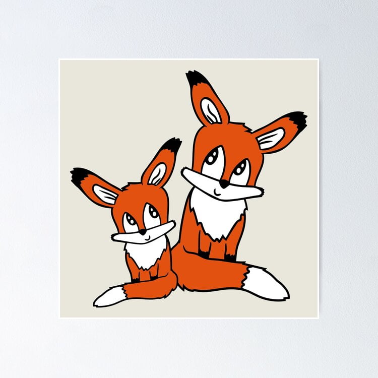 Poster 2 Foxes Mother Red Fox Small Child Father Mother - No Framed ...
